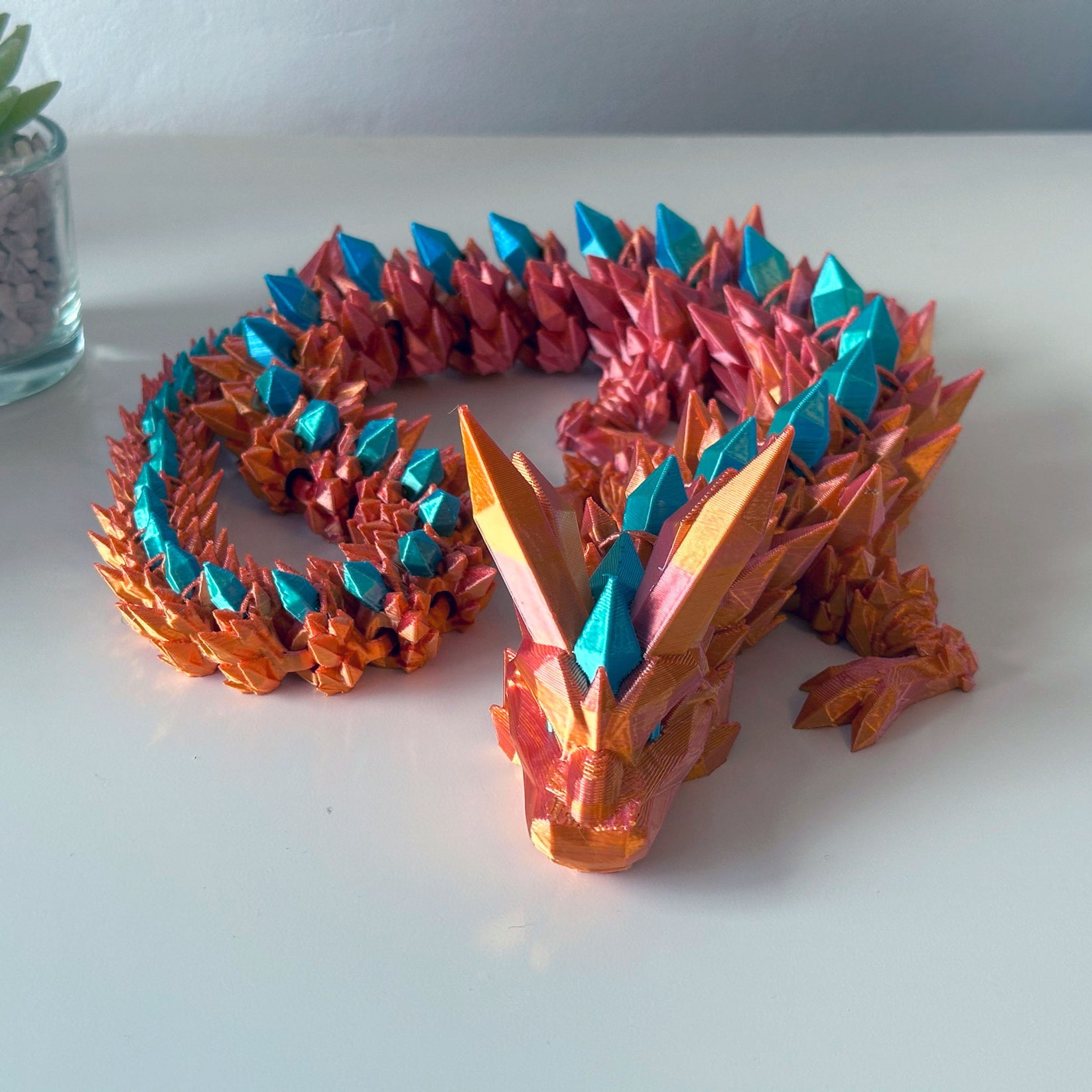 Articulated Crystal Dragon - 3D Printed Flexible Dragon - Dual/Tri-Col ...
